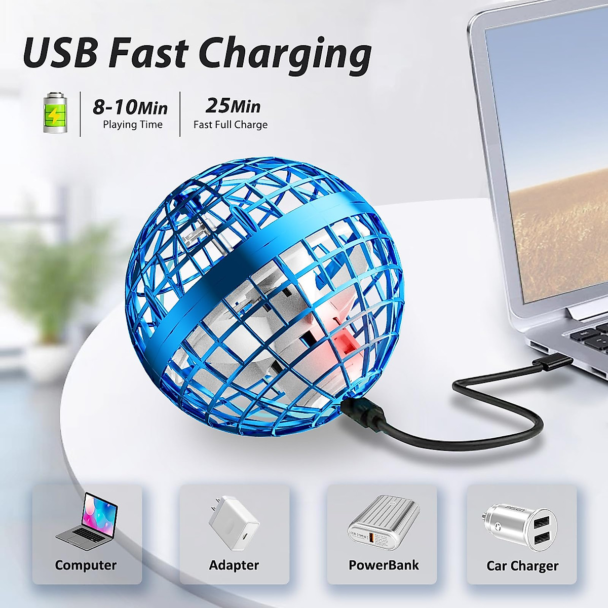 Nacai Flying Orb Ball,Galaxy Ball Toy 2023,Hover Orbs Cosmic Globe Boomerang Ball,Atmotoys Magic Spinner Drone Cool Christmas Birthday Gifts for Kids Ages 6 7 8 9 10+Boy Girl(Blue)