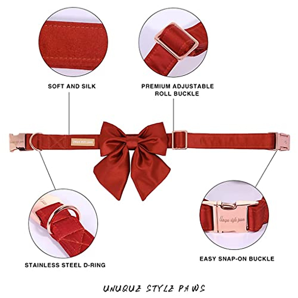 DHDM Red Silk Dog Collar Puppy Collar with Bowtie Adjustable Dog Collar Pet Gift for Small Medium Large (Size : M)