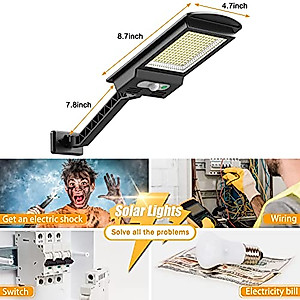 KOMRT 4 Pack Outdoor Solar Lights 168 LEDs Solar Motion Sensor Lights 6500K Security Flood Light Luces Solares for Front Door, Yard, Garage, Deck