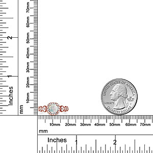 Gem Stone King 18K Rose Gold Plated Sterling Silver White Simulated Opal Engagement Anniversary Ring For Women (0.62 Cttw, Round Cut 6MM, Gemstone Birthstone, Available In Size 5, 6, 7, 8, 9)