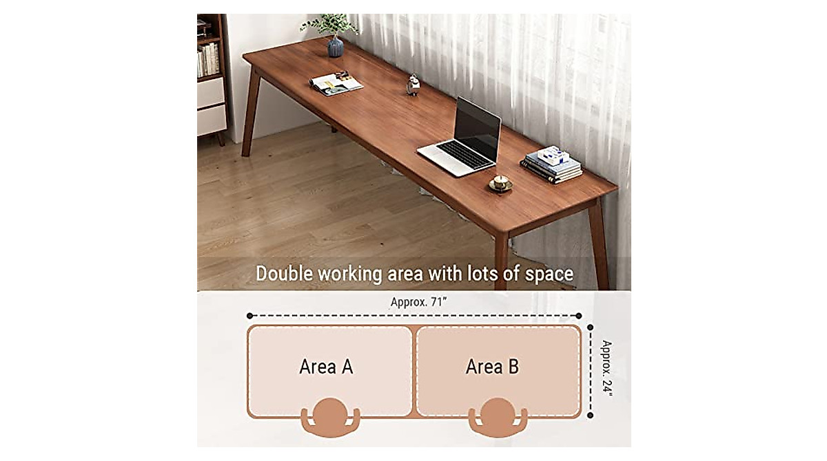 NELYE Mid-Century Long Desk Table - 71 Inches Wood Simple Modern Extra ...