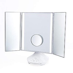 iHome Beauty Reflect Trifold Vanity Speaker with Bluetooth Audio, Hands-Free Speakerphone, LED Lighting, Siri and Google Support, and USB Charging