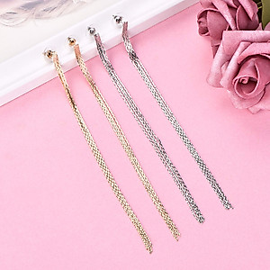Starchenie Long Tassel Dangle Earrings Gold Drop Threader Earrings Jewelry for Women