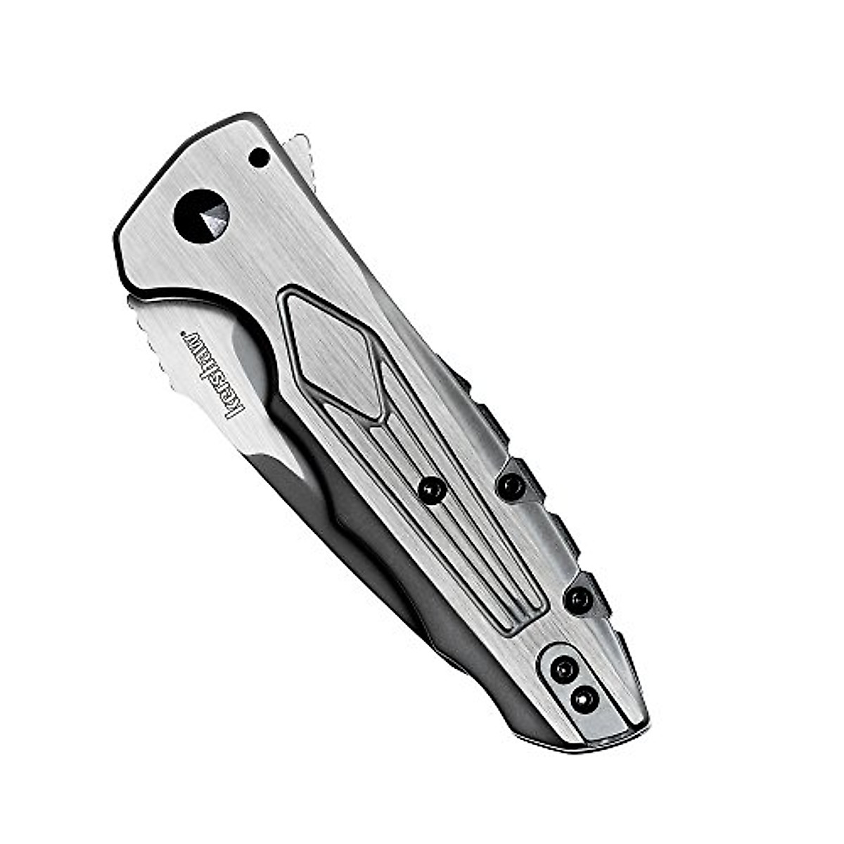 Kershaw Deadline Folding Pocket Knife (1087) 3.8 In. 8Cr13MoV Stainless Steel Blade with 2-Toned Handle, Features Reversible Deep Carry Clip and KVT Ball-Bearing Manual Opening System, 4.6 oz.,Grey, Small