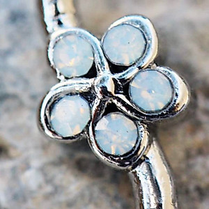 Amelia Fashion 16 Gauge Opal Flower Heart Nose Hoop Cartilage Ring Annealed 316L Surgical Steel (Steel & White Opal)