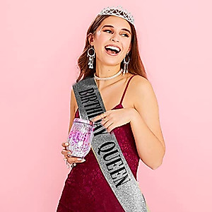 AOPRIE Birthday Crown for Women Birthday Queen Sash Silver Black Birthday Tiara for Women Princess Crown Rhinestone Happy Birthday Accessories Party Favor