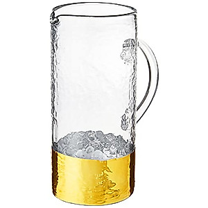 Mud Pie GOLD HAMMERED GLASS PITCHER, 51 oz