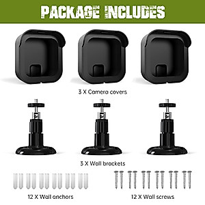 AOTNEX Blink Outdoor Camera Mounts (3rd Gen) 3 pcs, Weatherproof Protective Housing Cover with 360 Degree Adjustable Wall Mount for Blink Outdoor Security Camera System (Outdoor Black)