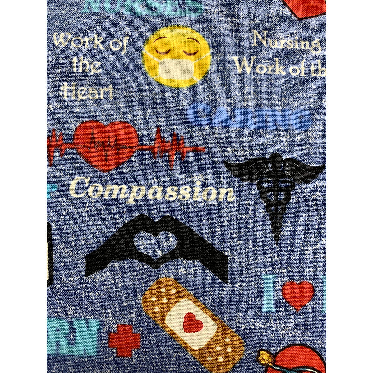 SYKEL ENTERPRISES Nurse Hero on Denim Design Quilting Cotton Fabric, 44 inches Wide, 100% Cotton, Sold by Yard, Blue, Plain, Angle Collection