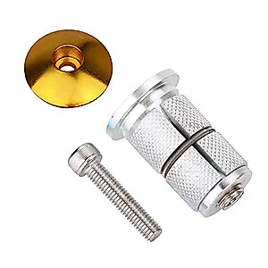 Free-fly Bike Stem Headset Top Cap,Aluminum Alloy Bicycle Headset Top Cap Bike Fork Expander Bung Plug (Gold)