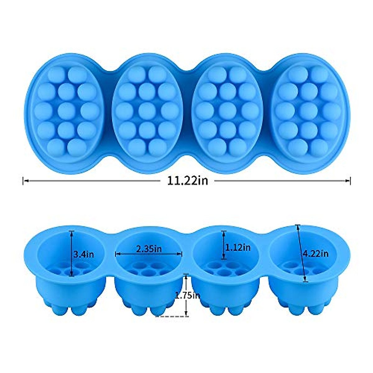 2 Pcs Silicone Massage Bar Soap Molds - SJ Silicone Molds for Soaps Making, Handmade Soap Molds, Nonstick & BPA Free (Blue & Mint Green)