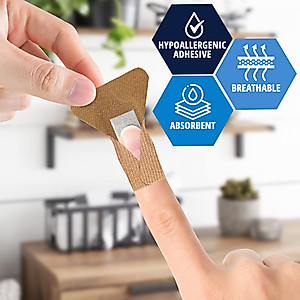 MED PRIDE Sterile Fabric Fingertip Adhesive Bandages 1.75'' x 3'' [100 Count]- First Aid Finger Bandages Coated with Hypoallergenic Adhesive- Latex-Rubber Free Wound Care Bandages- Individual Wrapped