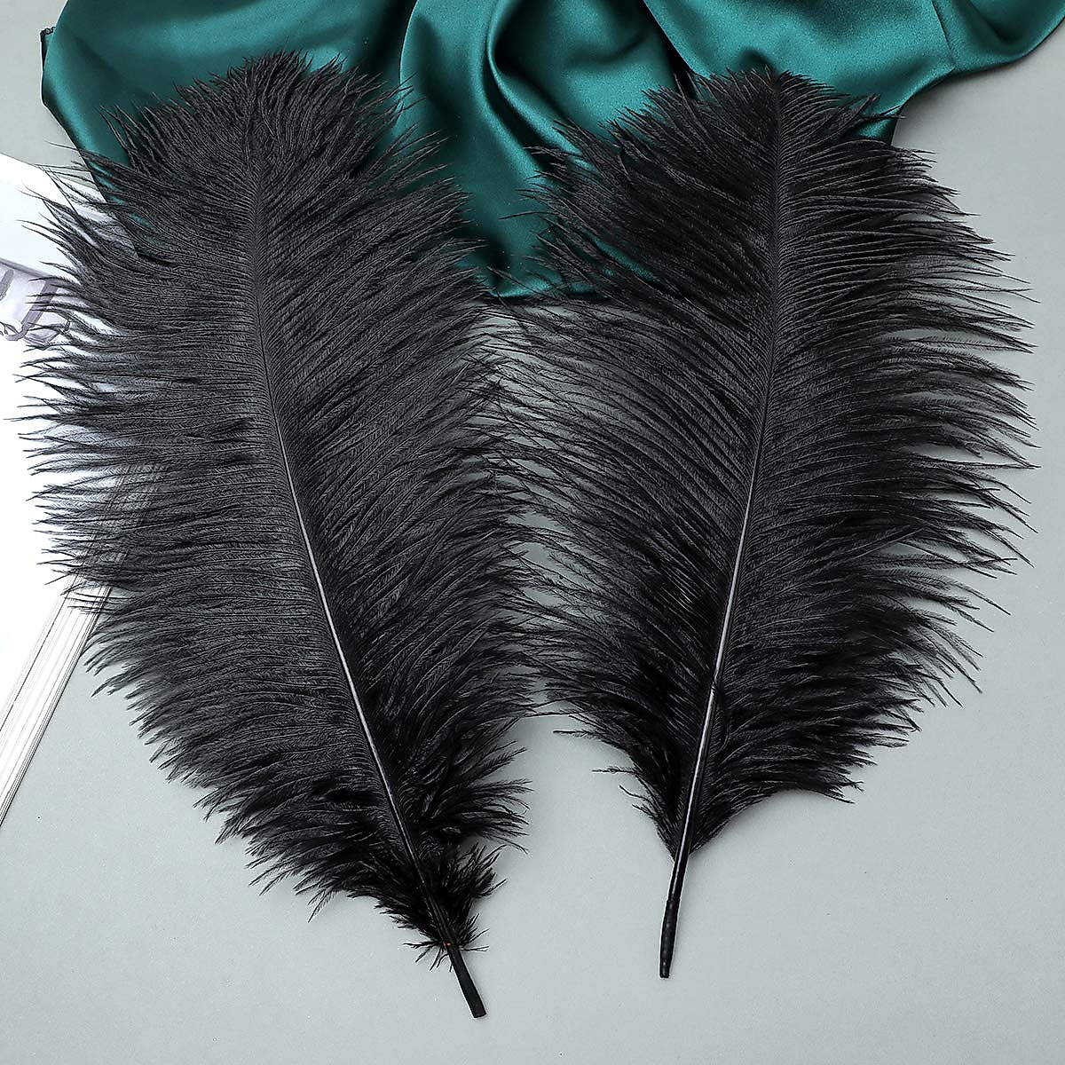 24pcs Natural Black Ostrich Feathers 10-12inch (25-30cm) for Wedding Party Centerpieces，Flower Arrangement and Home Decoration.
