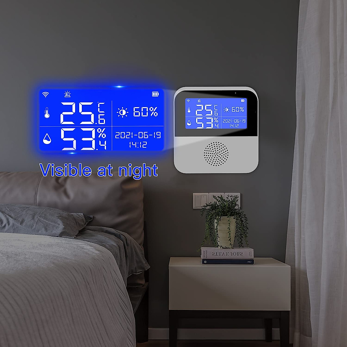 WiFi Temperature Sensor with Waterproof External Probe,Tuya Smart Temperature Humidity Monitor with Backlight LCD Display,Remote Monitor for Incubator Wine Cellar