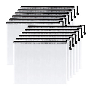 SUNEE 12+18 Mesh Zipper Pouch Bundle (12PCS 9x13 Black & 18PCS 7x11 Black)