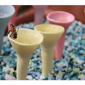 NEINUO Bee Insect Drinking Cup,Bee and Hummingbird Feeder,Suitable for Garden Hummingbird Drinking Cups. (Blue)