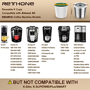 RETHONE K Cup Reusable Coffee Pods, Stainless Steel Reusable K Cups Coffee Filter Compatible with Keurig 1.0 & 2.0 Coffee Makers BPA-Free Refillable Coffee Filters (4 Pack)
