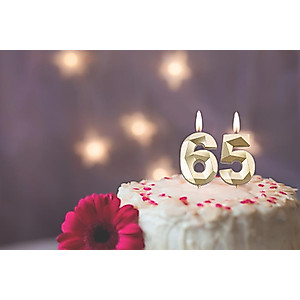 2 inch Gold 65 & 56 Birthday Candles, 3D Diamond Number 65th & 56th Cake Topper for Men Women Birthday Party Decorations Theme Party