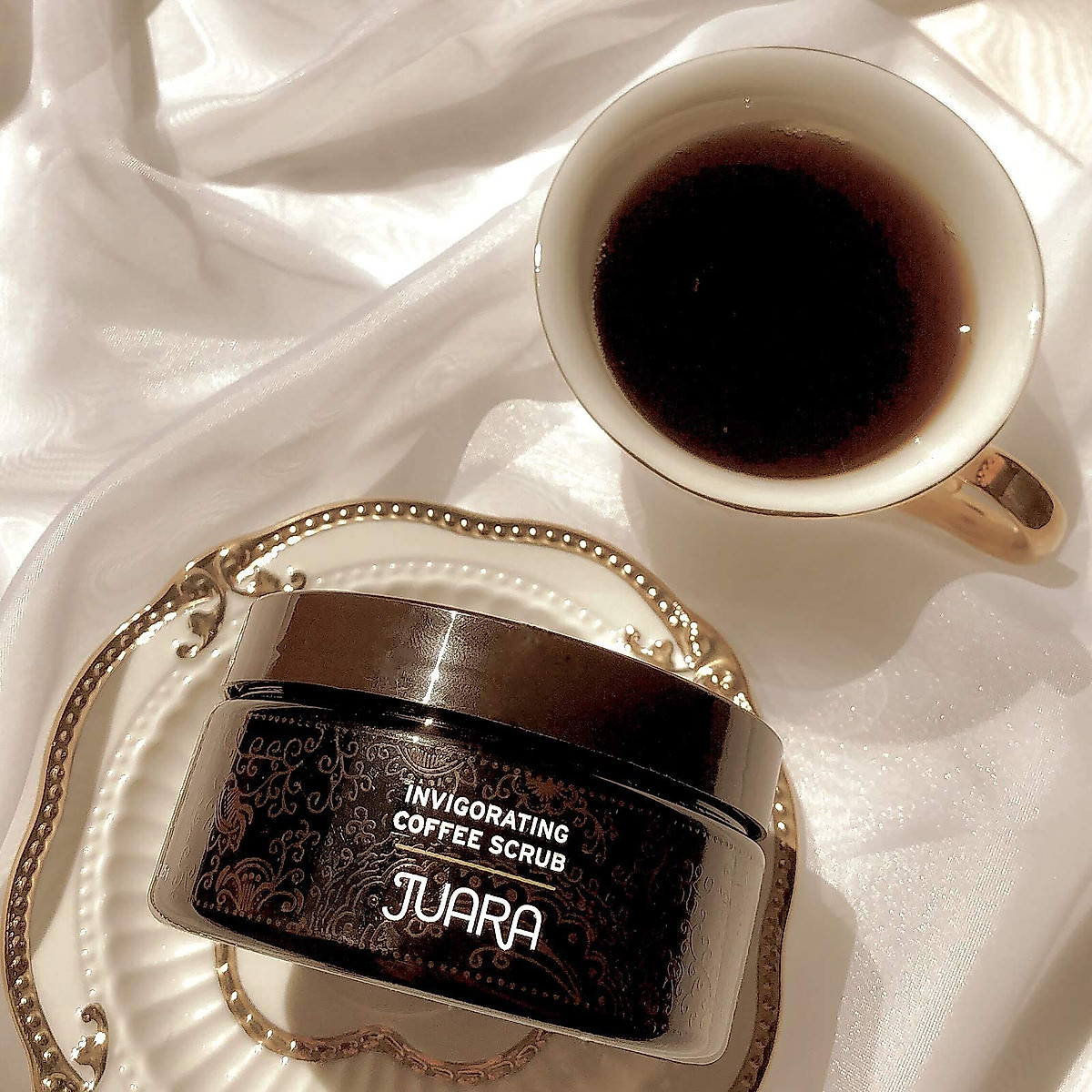 JUARA - Invigorating Coffee Scrub | Smooth Rough Skin | Body Exfoliator | Chocolate, Espresso Scent | Hydrating Polish | Rejuvenating Cleanse | Cruelty Free, Paraben, Sulfate Free, Vegetarian | 8 oz