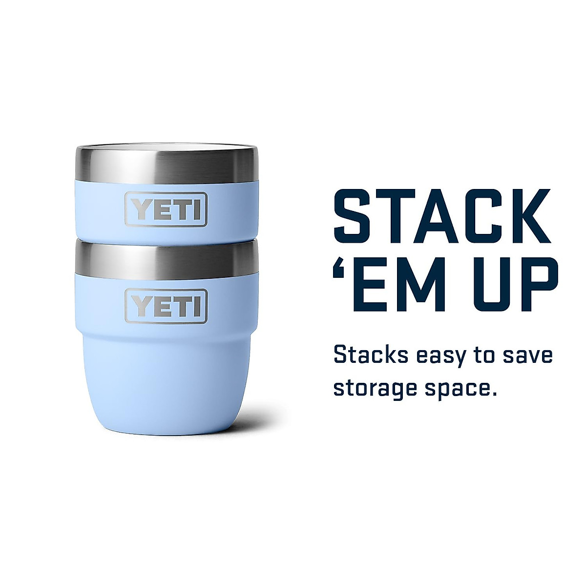 YETI Rambler 4 oz Stackable Cup, Stainless Steel, Vacuum Insulated Espresso/Coffee Cup, 2 Pack, Big Sky Blue