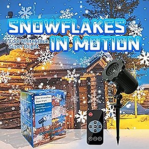 Snow Storm Projector Lights Outdoor Garden Stake Light LED Snowflake Lights Waterproof Landscape Remote Snowflakes for Indoor Gardens Homes Wedding Lawn Patio Holiday Party Decor