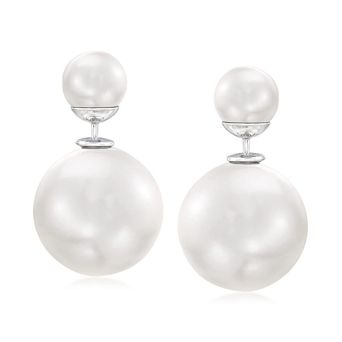 Ross-Simons 8-16mm Shell Pearl Front-Back Earrings in Sterling Silver