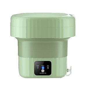 Portable Washing Hine,Foldable Mini Small Washer, 6LPortable Laundry Washer, Electric Underwear Blue Light Laundry Washer with Draining Bask, for Home, Business, Travel, College Room, Rv(Green)