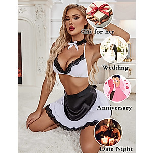 Avidlove Maid Lingerie For Women Sexy Cosplay Lingerie Role Play Lingerie Sexy Halloween Costumes Outfits White Large