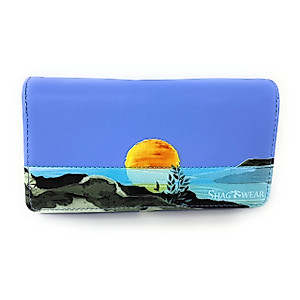 Shag Wear Puffin Light House Large Wallet for Women Blue 7"