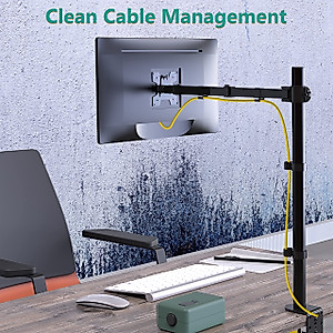 WALI Monitor Arm Mount for Desk, Single Extra Tall Computer Desk Mount, Monitor Bracket Mount Stand Single, up to 32 inch, 22 lbs (M001XL), Black