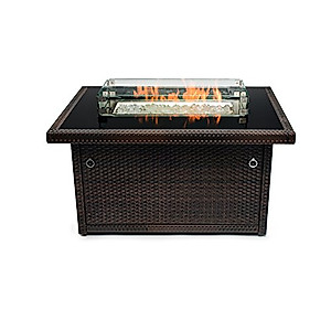 Outland Fire Table Tempered Glass Wind Guard Fence for Outland Series 401/403 Outdoor Propane Fire Pit Tables, Rectangular 29-Inch x 13-Inch x 4.5-Inch - Thick 5/16-Inch Safety Barrier Clear