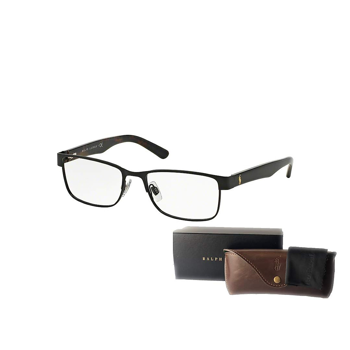 POLO RALPH LAUREN PH1157 9038 53M Matte Black Rectangular Eyeglasses For Men + BUNDLE with Designer iWear Eyewear Kit