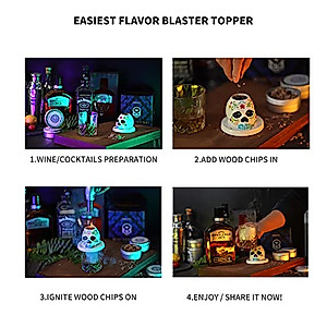 TMKEFFC Cocktail SmokeTop Kit in Colorful Skull Design, Smoker Top with Wood Chips, Smoked Drinks Wine Whiskey Bourbon Old Fashioned Smoking Tools