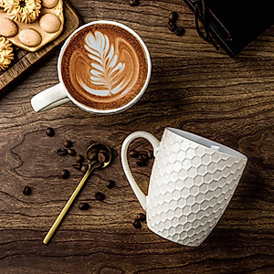 AmorArc 15oz Coffee Mugs Set of 6, Large Ceramic Coffee Mugs for Men Women Dad Mom, Modern Coffee Mugs with handle for Tea/Latte/Cappuccino/Cocoa. Dishwasher&Microwave Safe, Beige