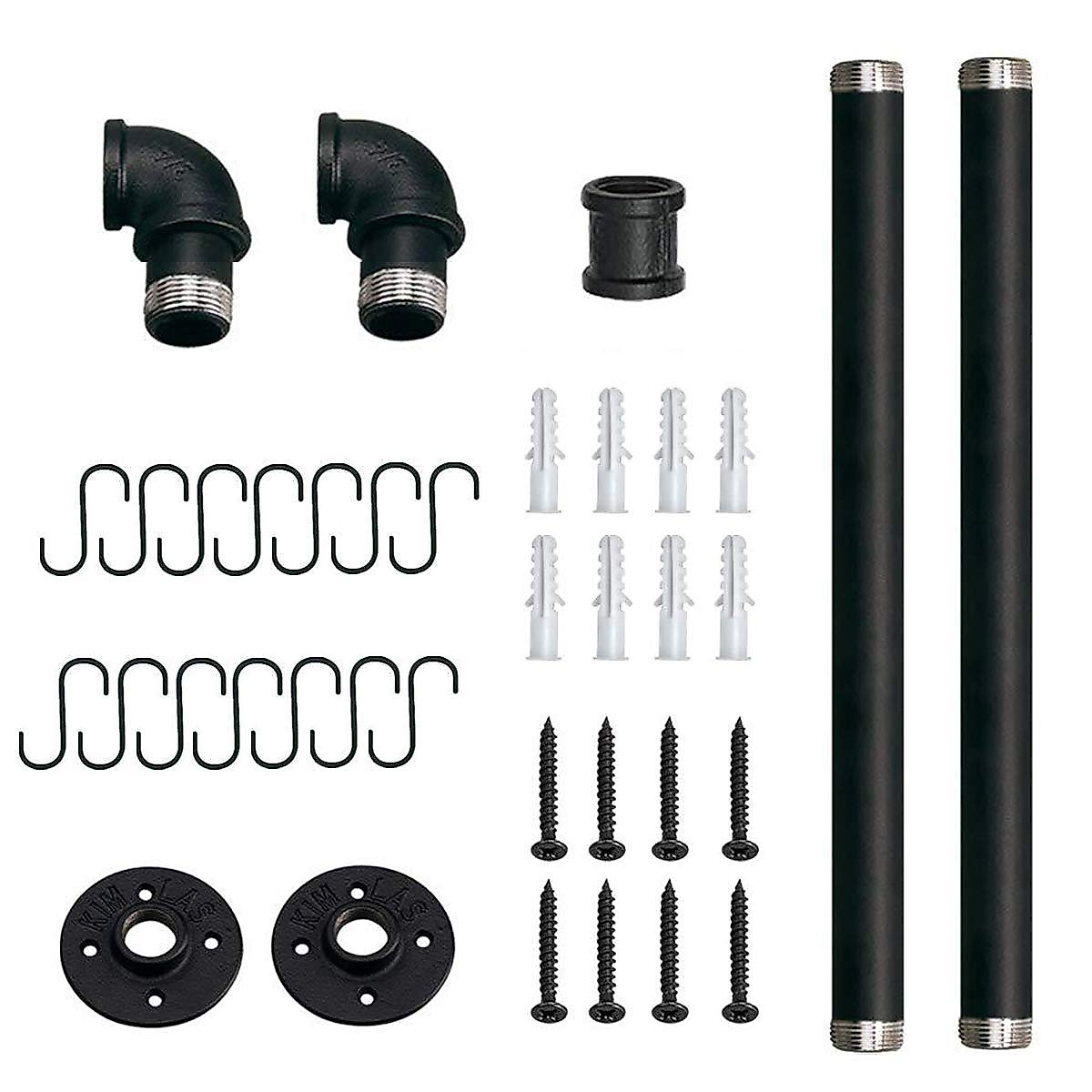 Toplife 31.5 inch Pot Rack, Kitchen Wall Mounted Detachable Pan Lid Utensils Organizer Hanging Rail with 14 Hooks, Black