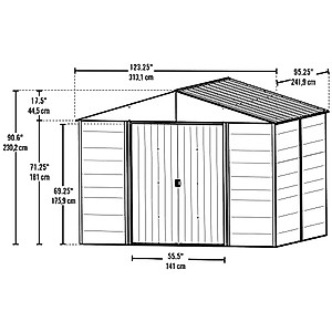 Arrow 10' x 8' Ironwood Galvanized Steel Hybrid Outdoor Shed Kit, Anthracite