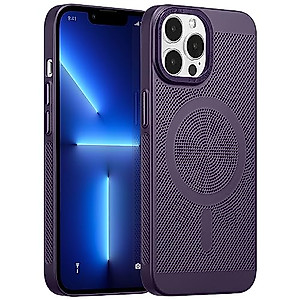 ZCDAYE for iPhone 14 Pro Max Magnetic Case, 3D Hollow Mesh Heat Dissipation Phone Case Compatible with Magsafe, Breathable Cooling Hard PC Shockproof Cover for iPhone 14 Pro Max(6.7 inch, Dark Purple)