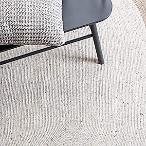 SAFAVIEH Braided Collection 4' x 6' Oval Charcoal/Ivory BRD903H Handmade Country Cottage Reversible Wool Entryway Foyer Living Room Bedroom Kitchen Area Rug