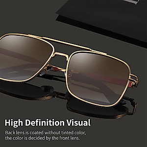 FEISEDY Retro Square Aviator Sunglasses for Men Women Vintage 70s Pilot Shades Classic Metal Frame B2845