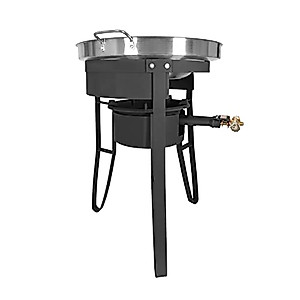 Concord 30" Powder Coated Steel Comal Stand with Stainless Steel Comal and Roadster Single Propane Burner. Great for Discada, Tacos, Street Vendor, Etc.…