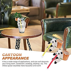 BESTOYARD 2Pcs Potted Decoration Ceramic Planter Animal Plant Bonsai Decor Bonsai Pot Ceramic Flower Animal Succulent Planter Cartoon Bonsai Decorative Planter Soil Student Mini Basin Panda