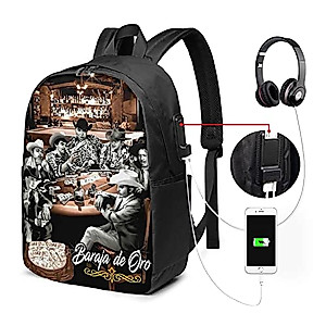 Chalino Composer Singer Sanchez Extra Large Travel Laptop Backpack, College School Computer Bookbag With USB Charging/Headphone Port Daypack Fits 17x 12 x 6.5 Inch Laptops Bag For Men Women