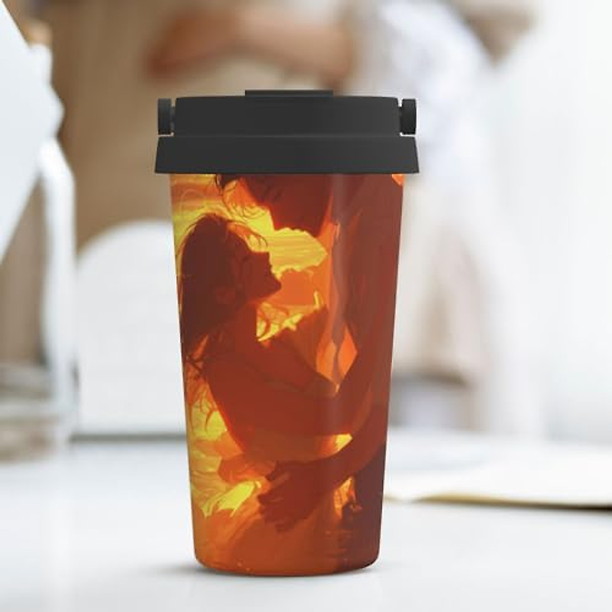 WANGXUEE Beach sunset Print 500ml Stainless Steel Travel Tumbler Double Wall Vacuum Insulated Coffee Mug