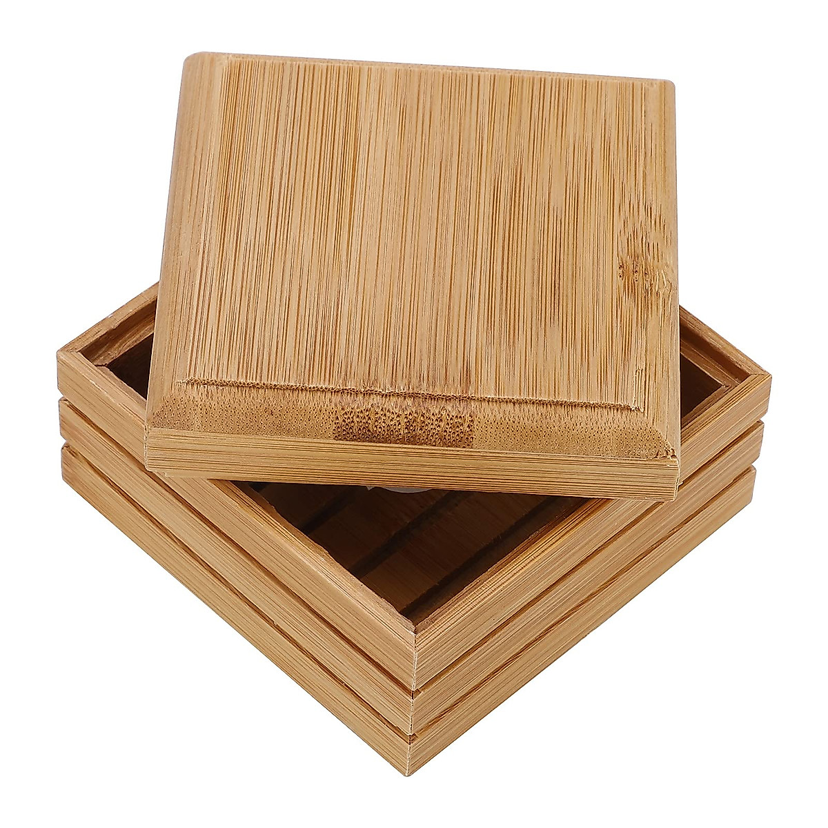 GREENWISH Bamboo Soap Dish Wood Soap Box with Lid Bar Soap Tray Holder Storage Rack Container with Drainage Bathroom Shower Storage Holder Plat Soap Saver Soap Case with Drain for Kitchen