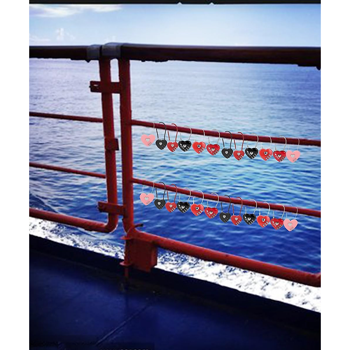 2Pcs Wire Rope Heart Shape Love Lock 3 Digital Combination Padlock Resettable Password for Travel Bags