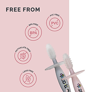 ZoLi Chubby Gummy teether | 2 Pack Baby Teething Relief - Blush/Grey, BPA Free Teething Stick - Teething Toy