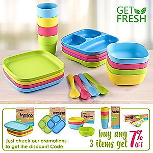 Bamboo Kids Cups, 4 Pack Set, Stackable Bamboo Drinking Cups, Bamboo Kids Dinnerware Set, Bamboo Toddler Cups, Dishwasher Safe and Stackable