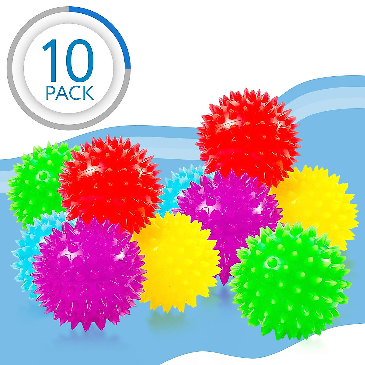 IMPRESA 10-Pack of Spiky Sensory Balls - Squeezy and Bouncy Fidget Toys/Sensory Toys - BPA/Phthalate/Latex-Free