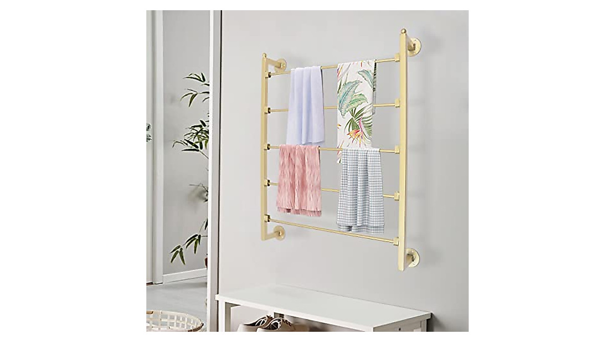 LGXSHOP Towel Rack, 5 Tier Hanging Towel Rack, Industrial Metal Wall ...