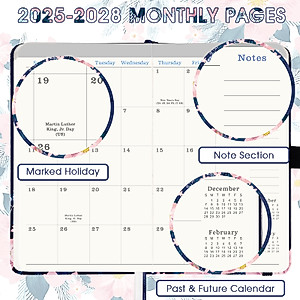 2023-2025 Pocket Planner/Calendar - 3 Year Monthly Planner from Jan 2023 - Dec 2025, 6.3" x 3.8", 2023-2025 Monthly Planner with 61 Notes Pages, Inner Pocket, Pen Loop, Elastic Closure